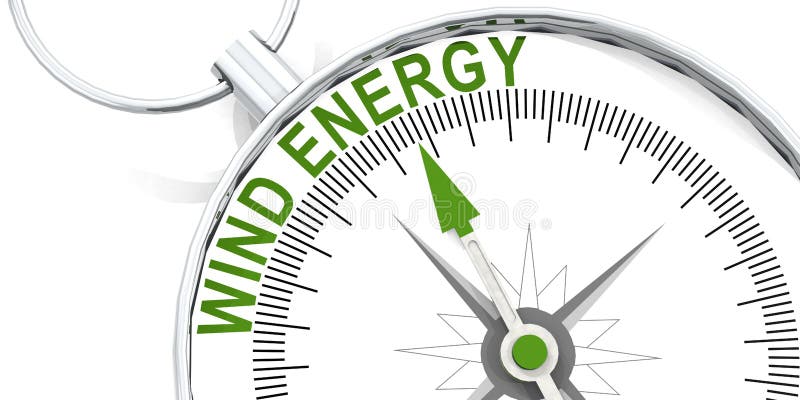 Wind Energy Word on White Compass Stock Illustration - Illustration of ...