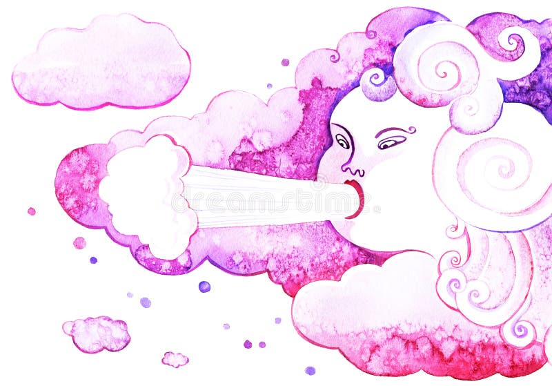 Cloud Face Blowing Wind Stock Illustrations – 145 Cloud Face Blowing ...