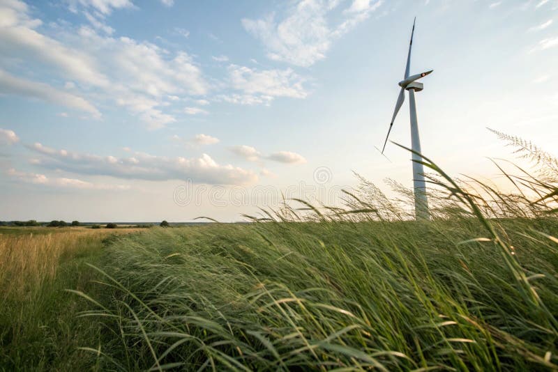 Wind fan in a grass field stock illustration. Illustration of outdoors ...