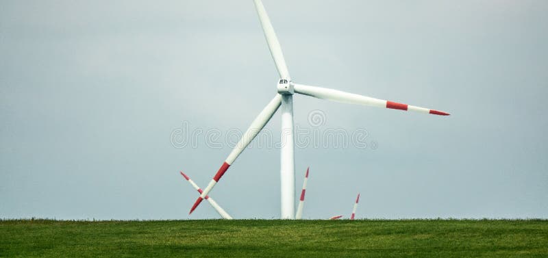 Wind Fan Standing on a Green Landscape during Daytime Stock Image ...