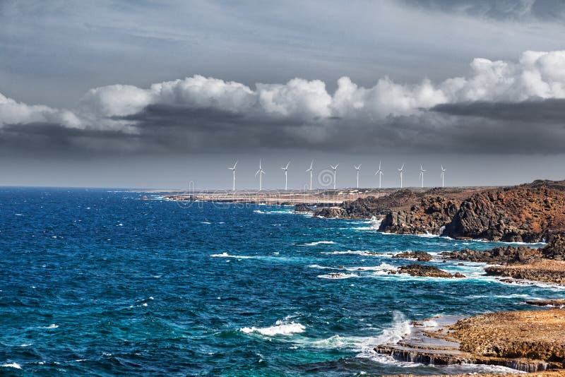 Wind farm, Aruba stock photo. Image of waves, generation - 184810938