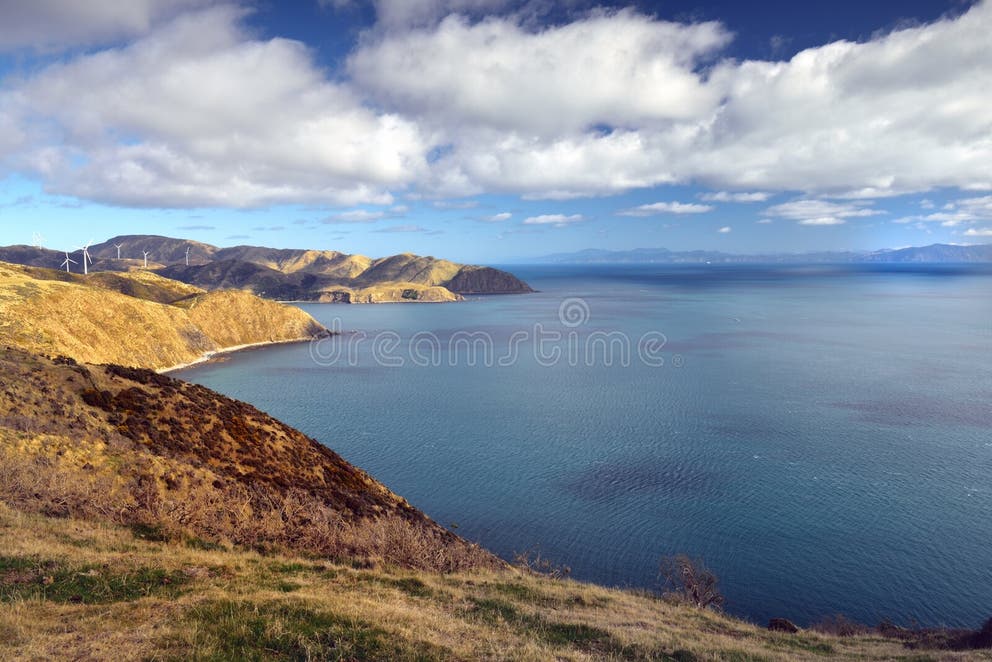Looking Over the Cook Straits Stock Photo - Image of wind, strait ...