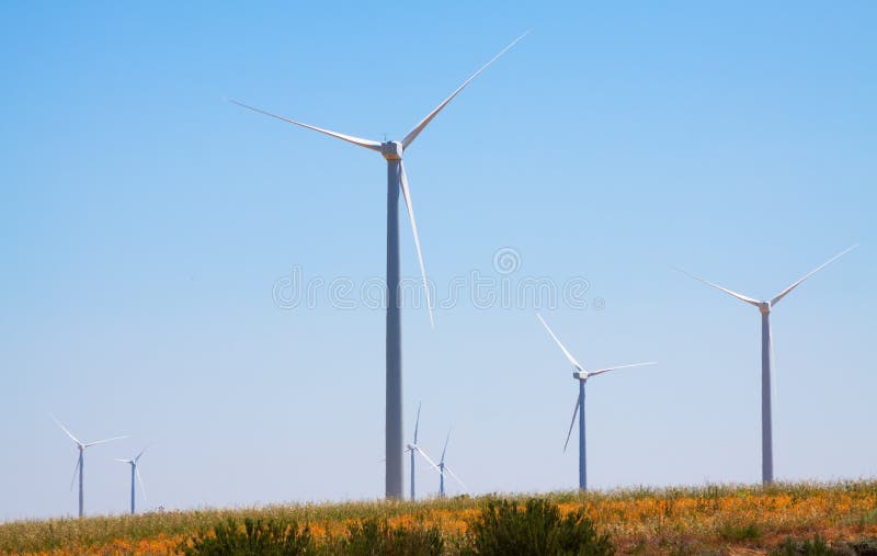 Wind Farm Near the Town of La Muela, Stock Image - Image of generation ...