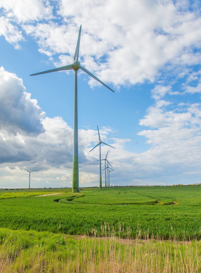Wind farm with green field stock image. Image of power - 24767077