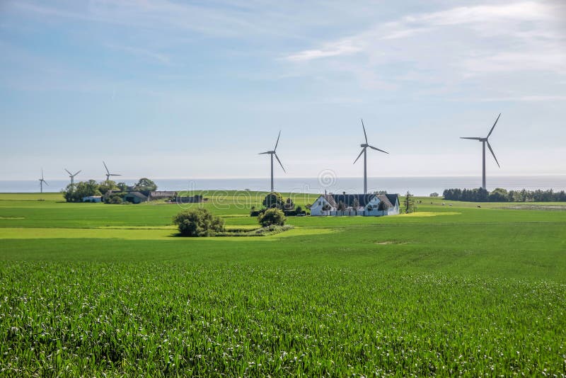 Wind Farm and Green Fields on Bornholm Stock Image - Image of turbine ...