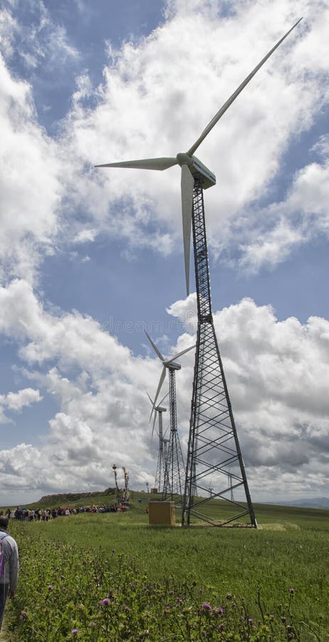 Wind farm on a hill crest stock image. Image of power - 84348931