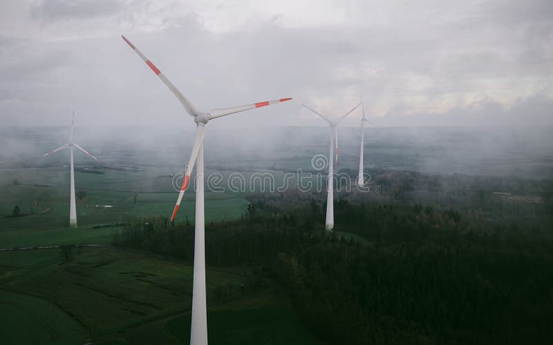 Wind Farm Located in a Green Rural Countryside Setting, Featuring ...