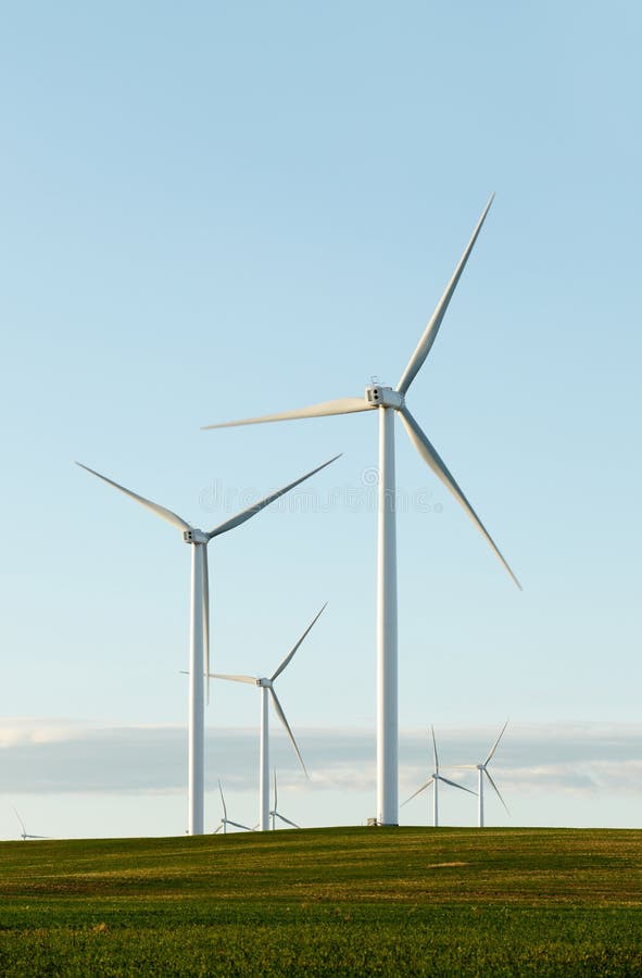 An Ground View of a High Tech Wind Farm. Stock Photo - Image of ...