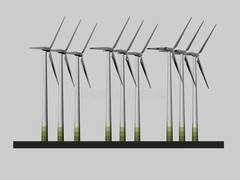 Wind farm model - 3D stock illustration. Illustration of farm - 12852936