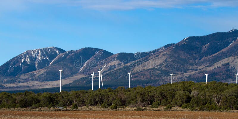 Wind Farm Near the Mountains of Eastern Utah Stock Photo - Image of ...