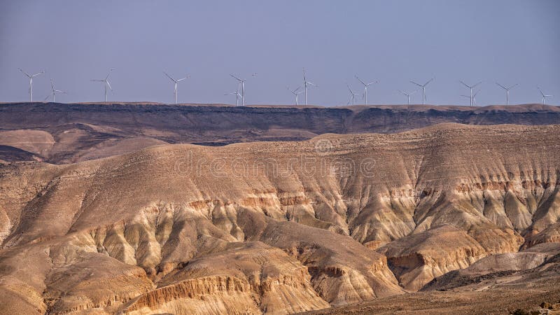 Wind Farm in the Mountains, Al Nawatef, Jordan Stock Photo - Image of ...