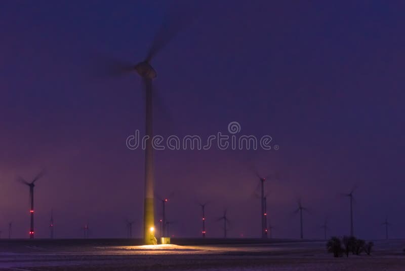 Wind farm in the night stock photo. Image of environmental - 112516002