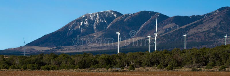Wind Farm Near the Mountains of Eastern Utah Stock Photo - Image of ...
