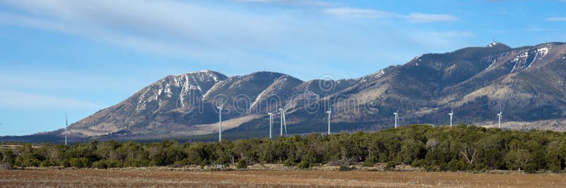 Wind Farm Near the Mountains of Eastern Utah Stock Photo - Image of ...
