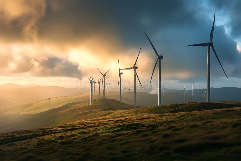 Wind farm stock illustration. Illustration of recycling - 303260161