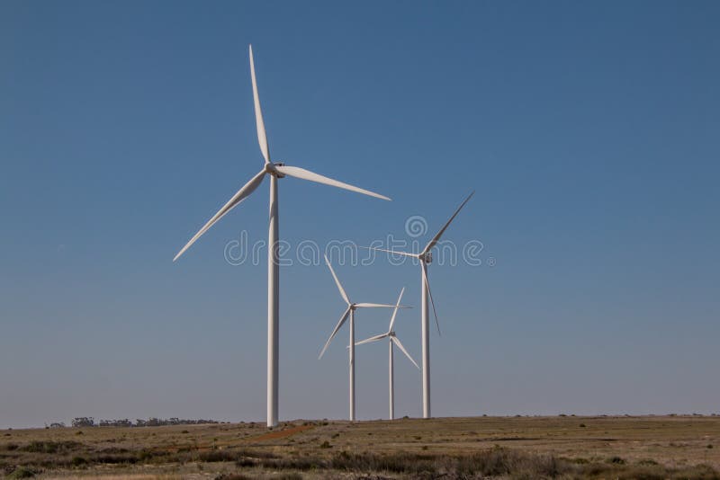 Wind Farm with Wind Powered Power Generating Turbines Stock Photo ...