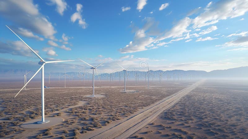 Wind Farm with Rows of Wind Turbines Harnessing Renewable Energy Stock ...