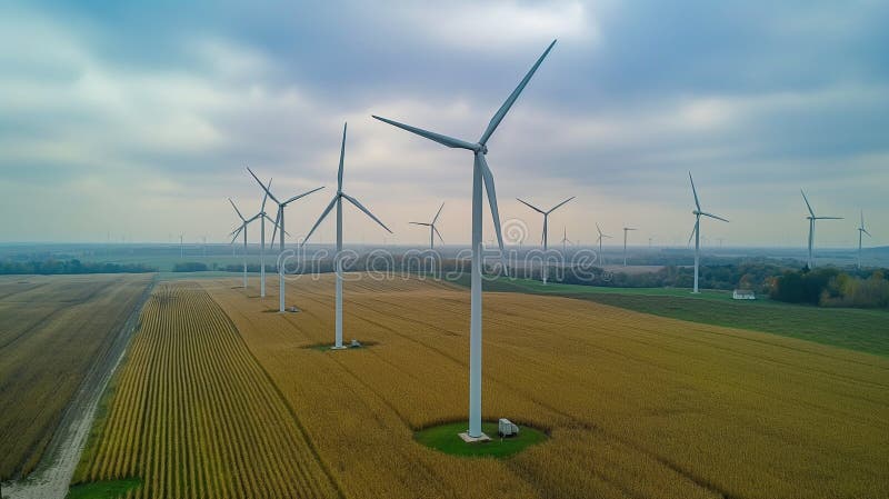 Wind Farm with Rows of Wind Turbines Harnessing Renewable Energy Stock ...