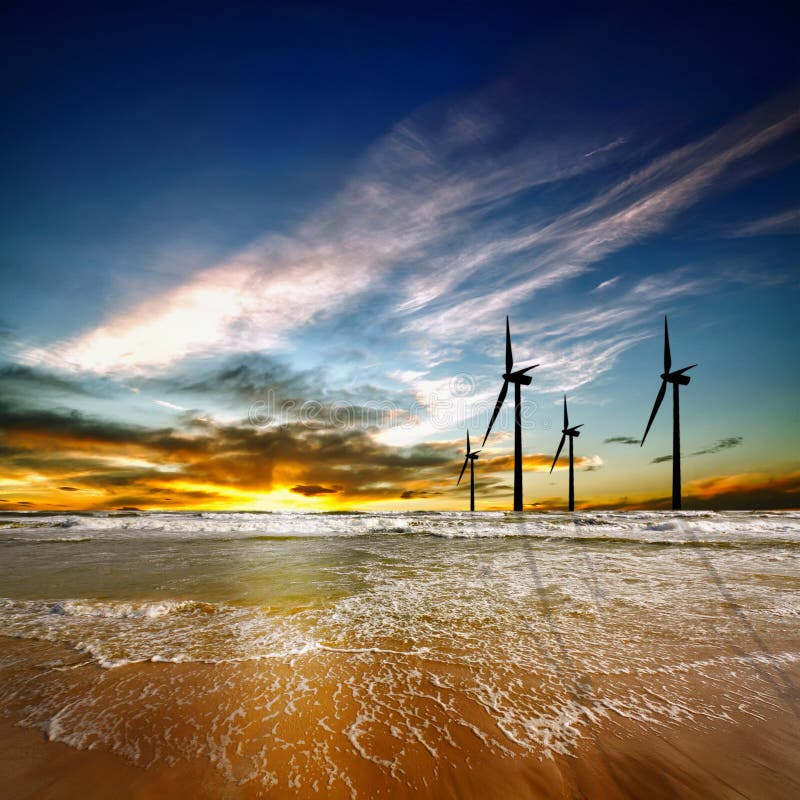 Wind farm at sunrise stock image. Image of environmentally - 37447729