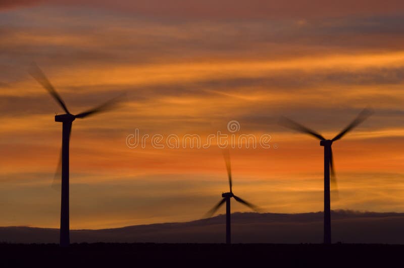 Wind Farm Sunset stock photo. Image of energy, green, windmill - 2740914