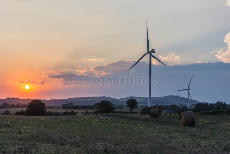 Wind Farm at Sunset in Italy Stock Image - Image of park, sunset: 127449563