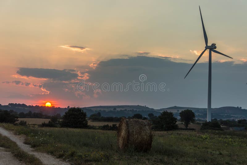 Wind Farm at Sunset in Italy Stock Image - Image of lake, italy: 127449565