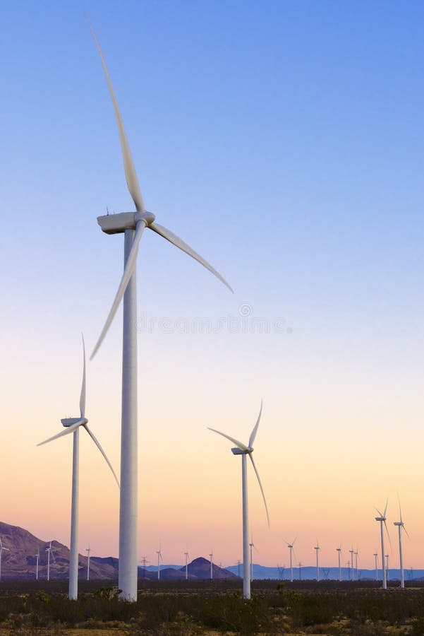 Wind Farm during sunset stock image. Image of supply - 33915255