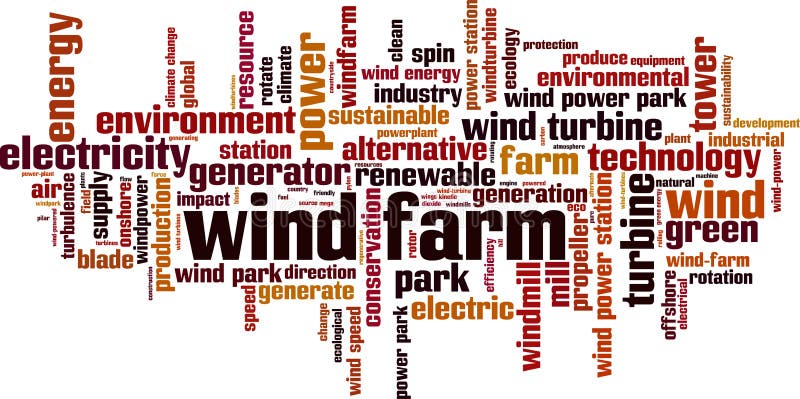 Wind farm word cloud stock vector. Illustration of power - 187913085