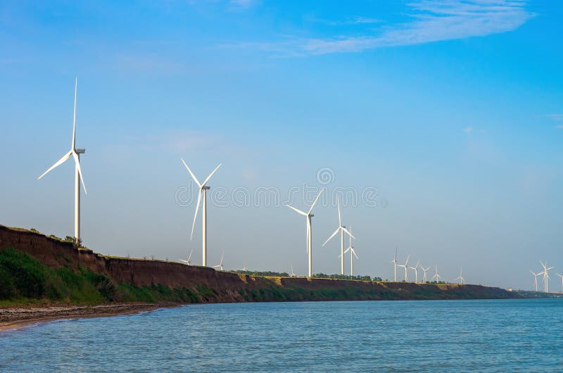 Wind farms stock photo. Image of morning, wind, coast - 271988522