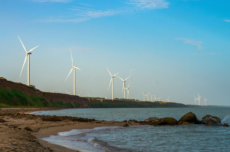 Wind Farms on a Steep Seashore Stock Image - Image of cape, water ...