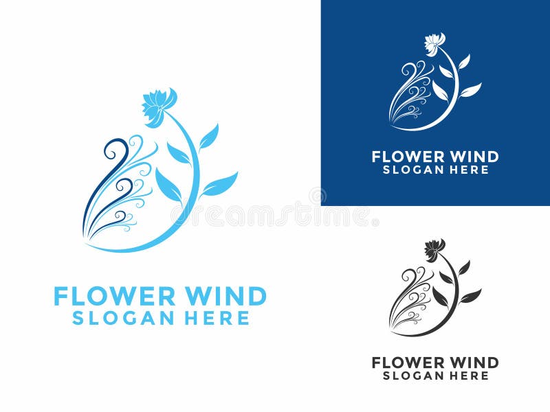 Wind and Flower Logo Design Vector. Abstract Wind and Flower Logo ...