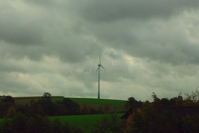 Wind Generator in a Field in Bad Weather Stock Image - Image of cloud ...