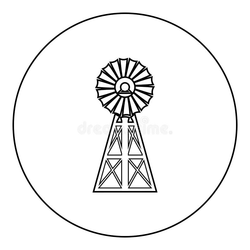 Wind Generator Icon in Circle Round Black Color Vector Illustration ...