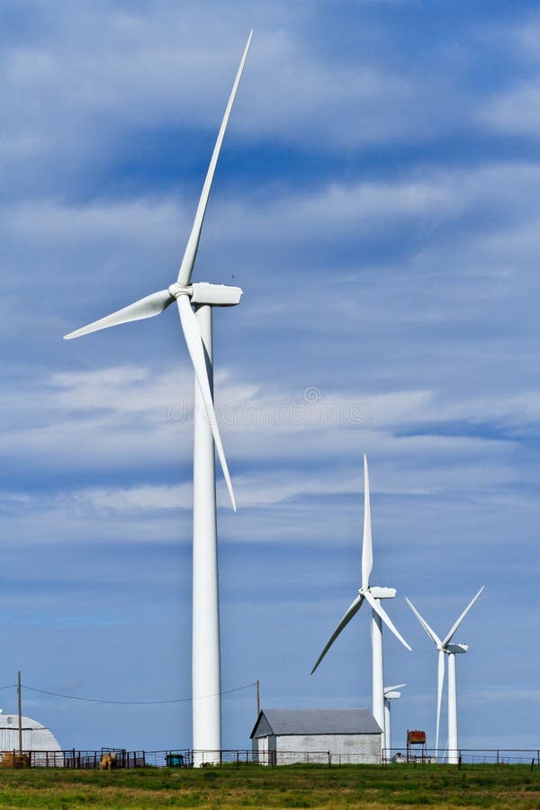 Wind Generators and Farm Shed Stock Photo - Image of climate, electric ...
