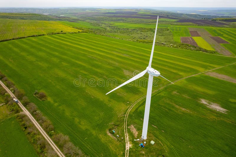 Wind Generators in a Green Field. Alternative Energy Source Stock Image ...