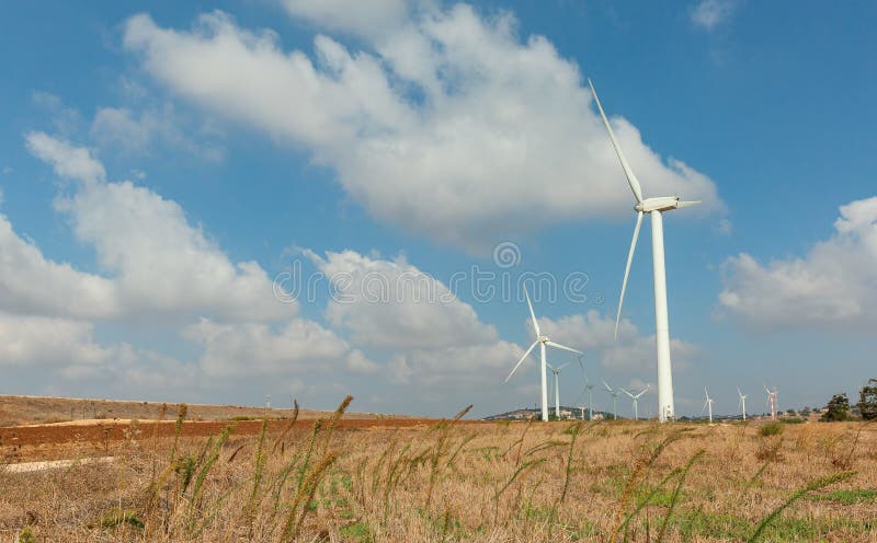 Wind generators in Israel stock photo. Image of green - 185670458