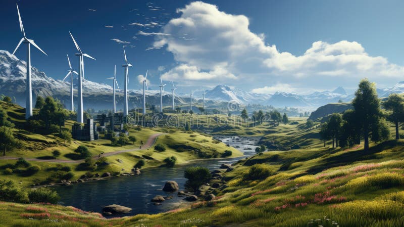 Wind Generators Power Plant Concept Environmentally Friendly Eco Energy ...