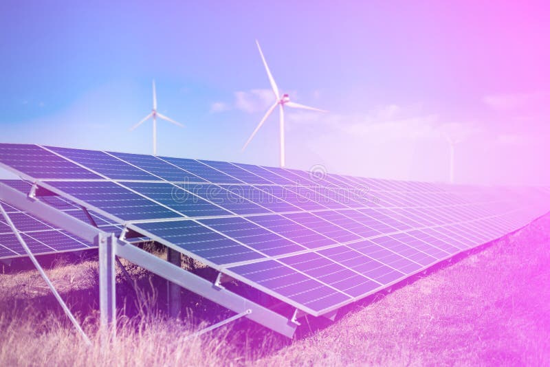 Wind Generators and Solar Panels Stock Photo - Image of electricity ...