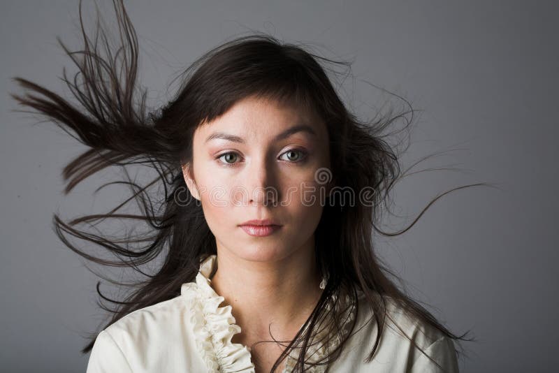 Wind in the hair stock photo. Image of hair, lips, face - 5311200