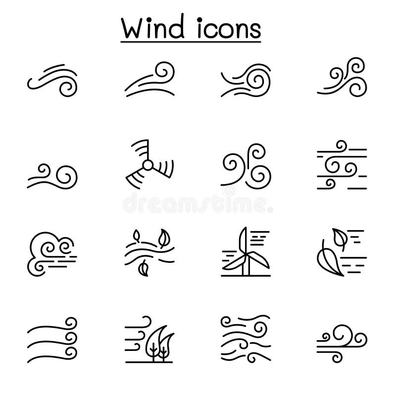 Wind icon set stock illustration. Illustration of cold - 134893519