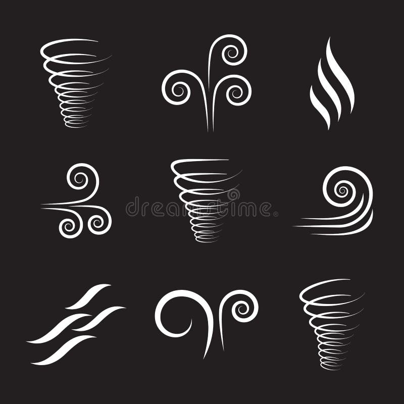 Wind Icons Nature, Wave Flowing, Cool Weather Stock Illustration ...