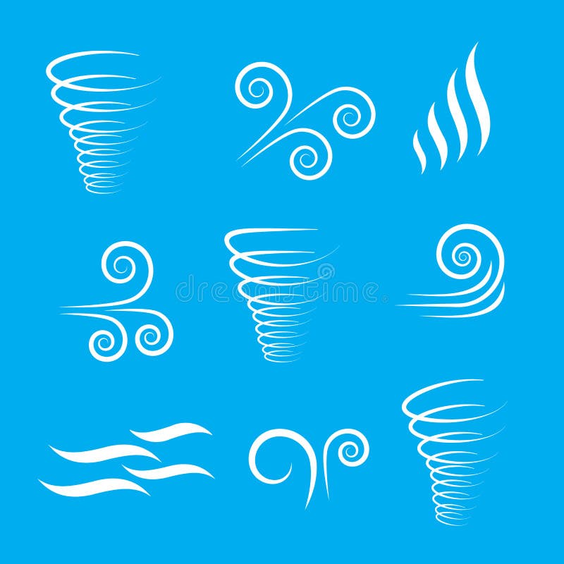Wind Icons Nature, Wave Flowing, Cool Weather Stock Illustration ...
