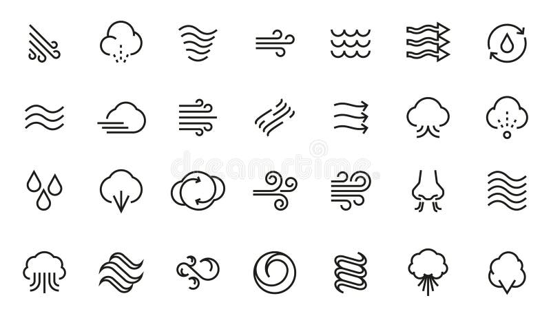 Wind Icons. Thin Tornado Stream Line Blizzard Hurricane Zephyr Wind ...