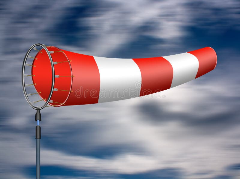 Windsock Indicator of Wind on Sky Background Stock Illustration ...