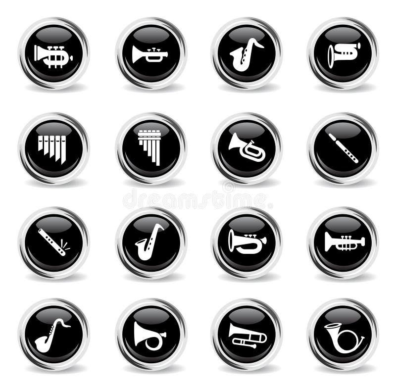 Wind instruments icon set stock vector. Illustration of classical ...