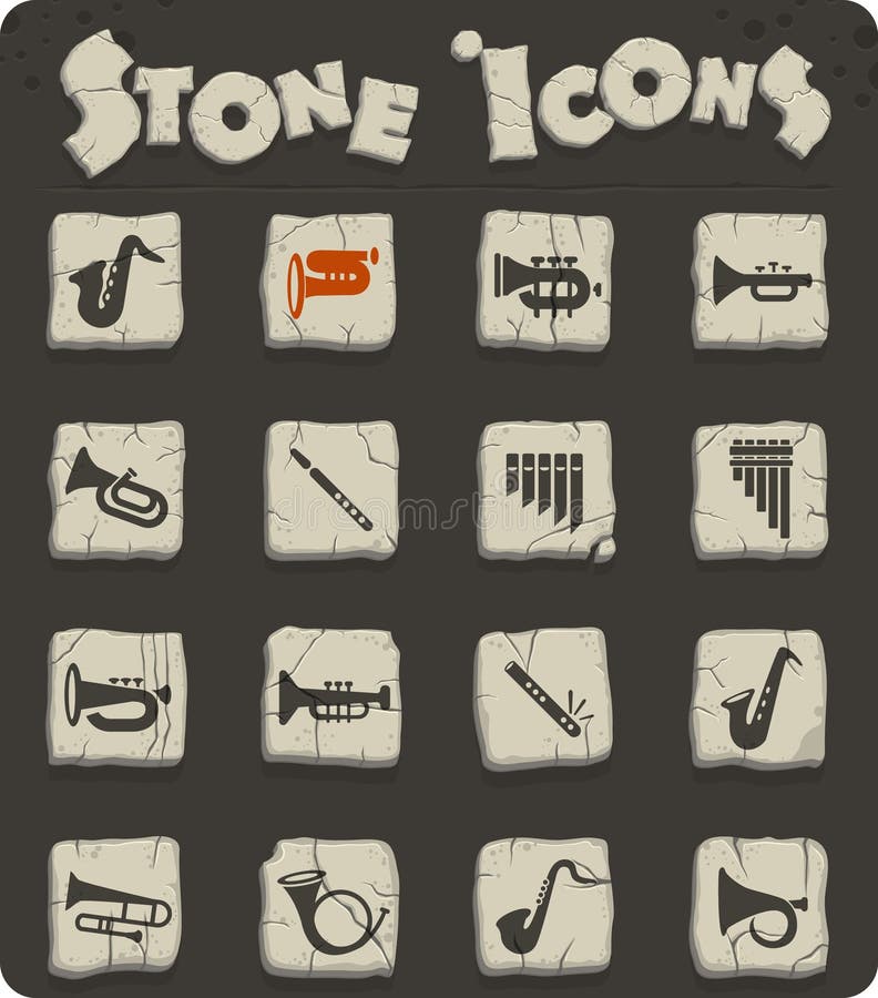 Wind instruments icon set stock vector. Illustration of pipe - 125544064