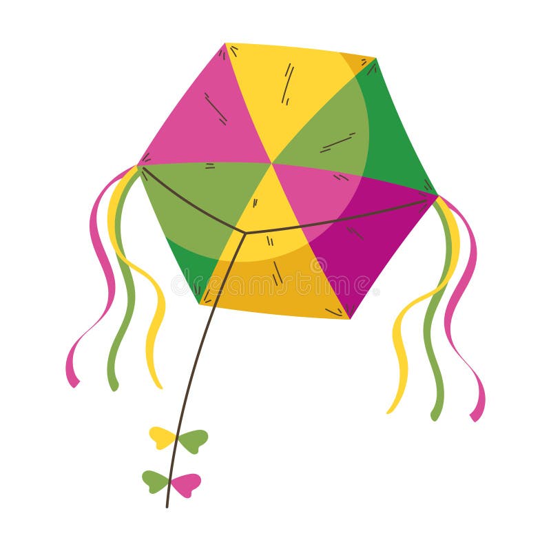 Wind Kite Flying Hexagon Shape Stock Illustration - Illustration of ...