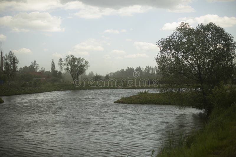 Wind on Lake. Weather Changes in Summer. Waves on Water Stock Photo ...