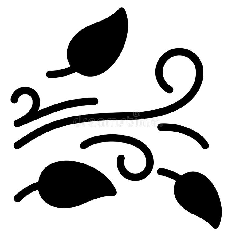 Wind Leaf Flying Empty State Single Isolated Icon with Solid Shape ...