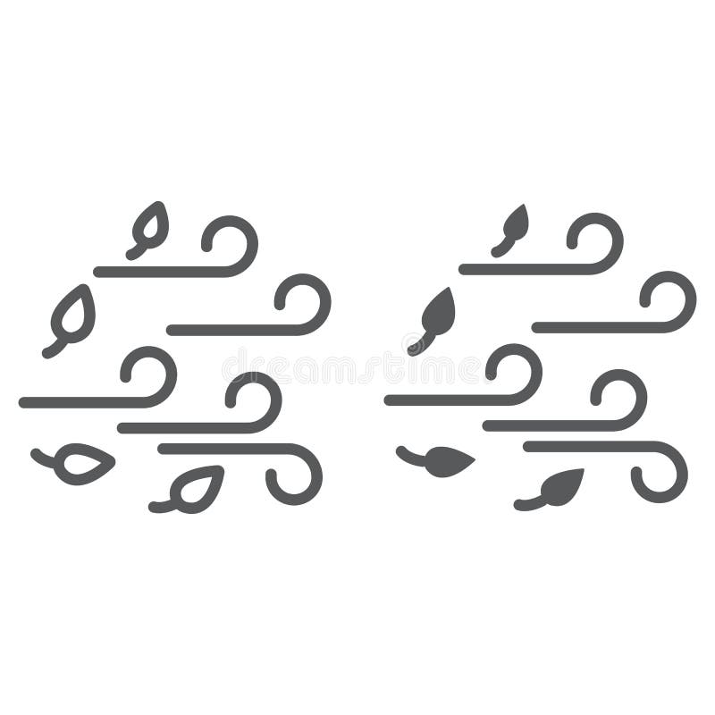 Wind Line and Glyph Icon, Weather and Climate, Windy Sign, Vector ...